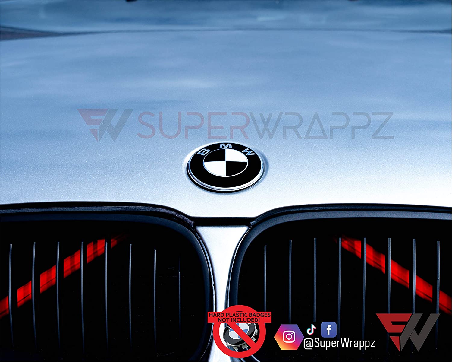 Black & White Gloss Badge Emblem Overlay FOR BMW Sticker Vinyl 2 Quadr ...