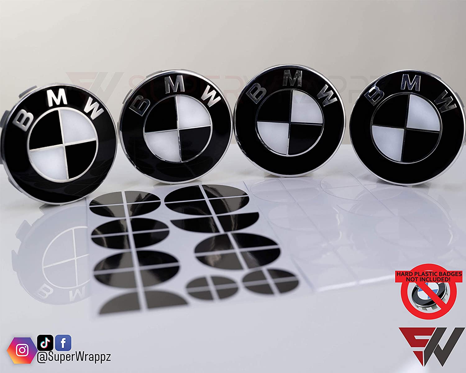 V2 Black & White Gloss Badge Emblem Overlay VERSION 2 FOR F40, G20, G3 ...